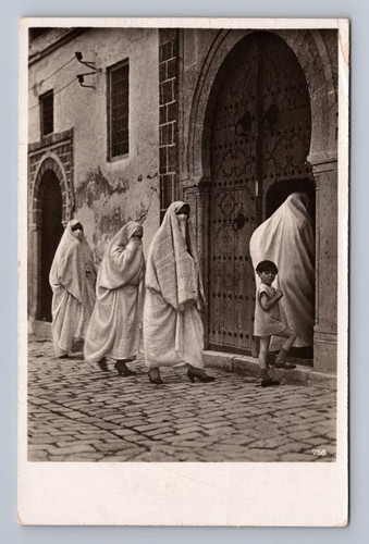 Muslim Women & Boy Entering Mosque (?) Antique German Ethnographic ...