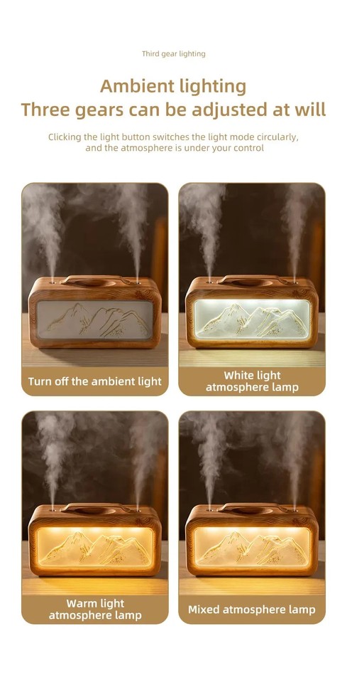 600ml Dual-Spray Snow Mountain Humidifier, Small Home Desktop ...