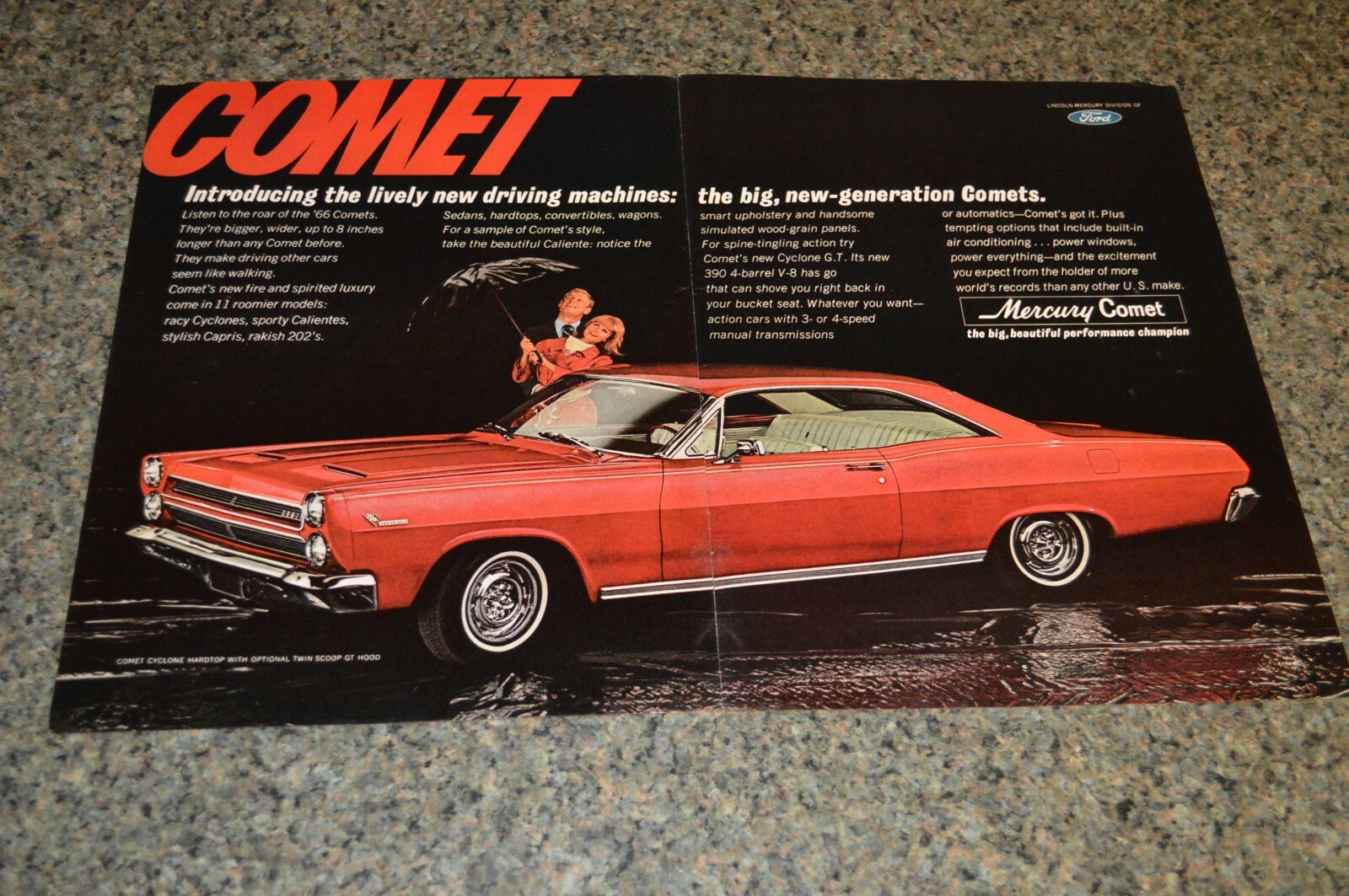 1966 MERCURY COMET CYCLONE GT ORIGINAL ADVERTISEMENT PRINT AD 66 | eBay