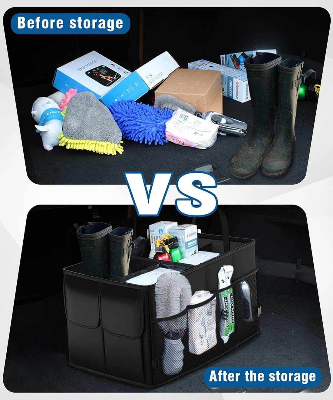 Heavy Duty Car Boot Organiser Collapsible Large Car Boot Tidy Storage ...