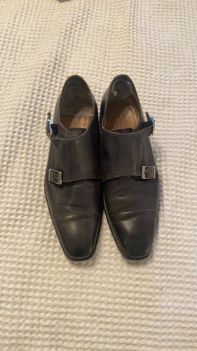 paul fredrick mens shoes gray leather with double monk strap. No ...