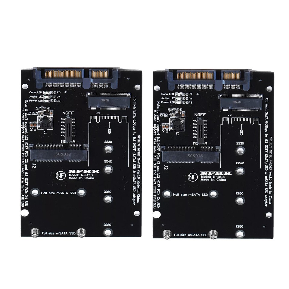 2-pcs mSATA / M2 NGFF SSD to SATA Converter Adapter Combo Card M.2 2 In ...