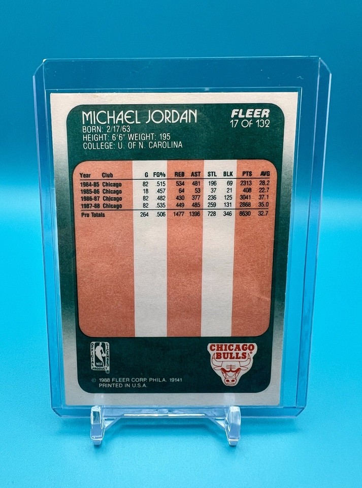 1988 Fleer Basketball Michael Jordan #17 Invest now rare Jordan Fleer ...