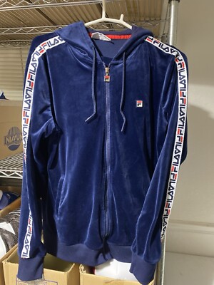 Vintage FILA Velour Track Suit Sweatsuit BUIL W/LOGO Stripe Men's L Zip ...