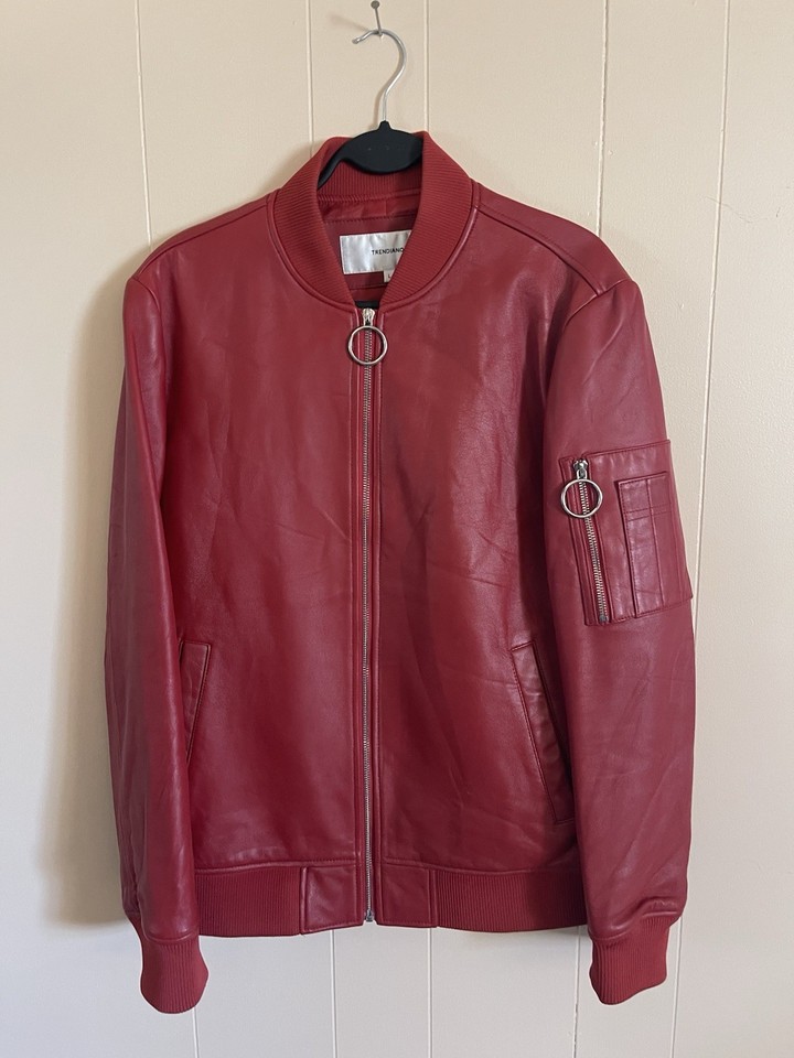 Men's 100% Real Leather Red Biker Jacket Soft Lambskin Flight Bomber ...