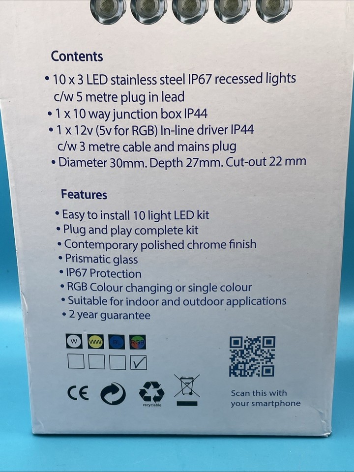GAP Lighting LED Mini Deck Light Kit Plug and Play LED-RGB ip67 10 Pack ...