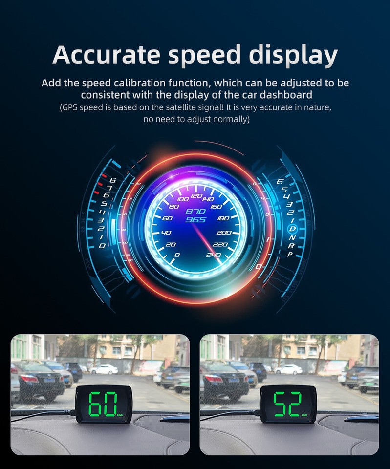 HUD GPS Speedometer MPH Head Up Display HD LED Display Big Font Car ...