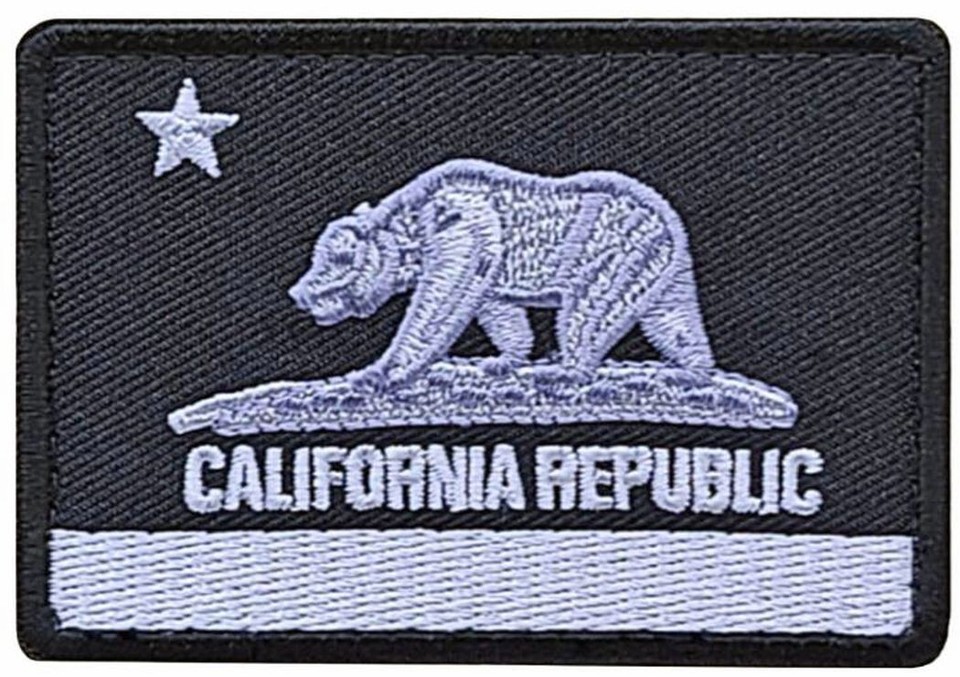CALIFORNIA STATE REPUBLIC FLAG EMBROIDERED PATCH | 2PC HOOK BACKING 3 ...