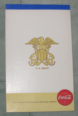 VINTAGE WWII era U.S. NAVY - COCA-COLA ADVERTISING NOTE PAD OR BLANK ...