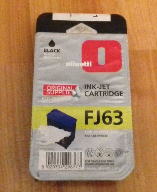 Genuine Olivetti Fj63 Black Ink Jet Cartridge for Fax Lab 610 630 ...