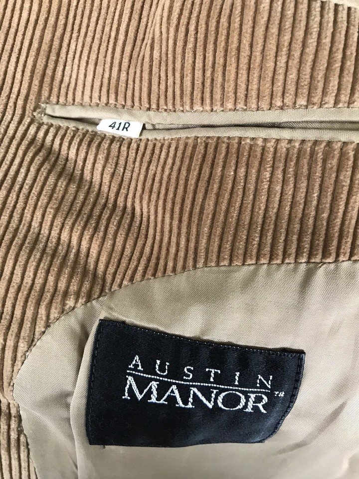 Austin Manor Sport Coat Blazer Corduroy Jacket Elbow Patch Mens 41R | eBay