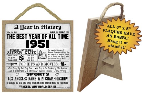 1951 A Year in History Birthday Fun Facts Sign Hang or Stand Great Gift ...