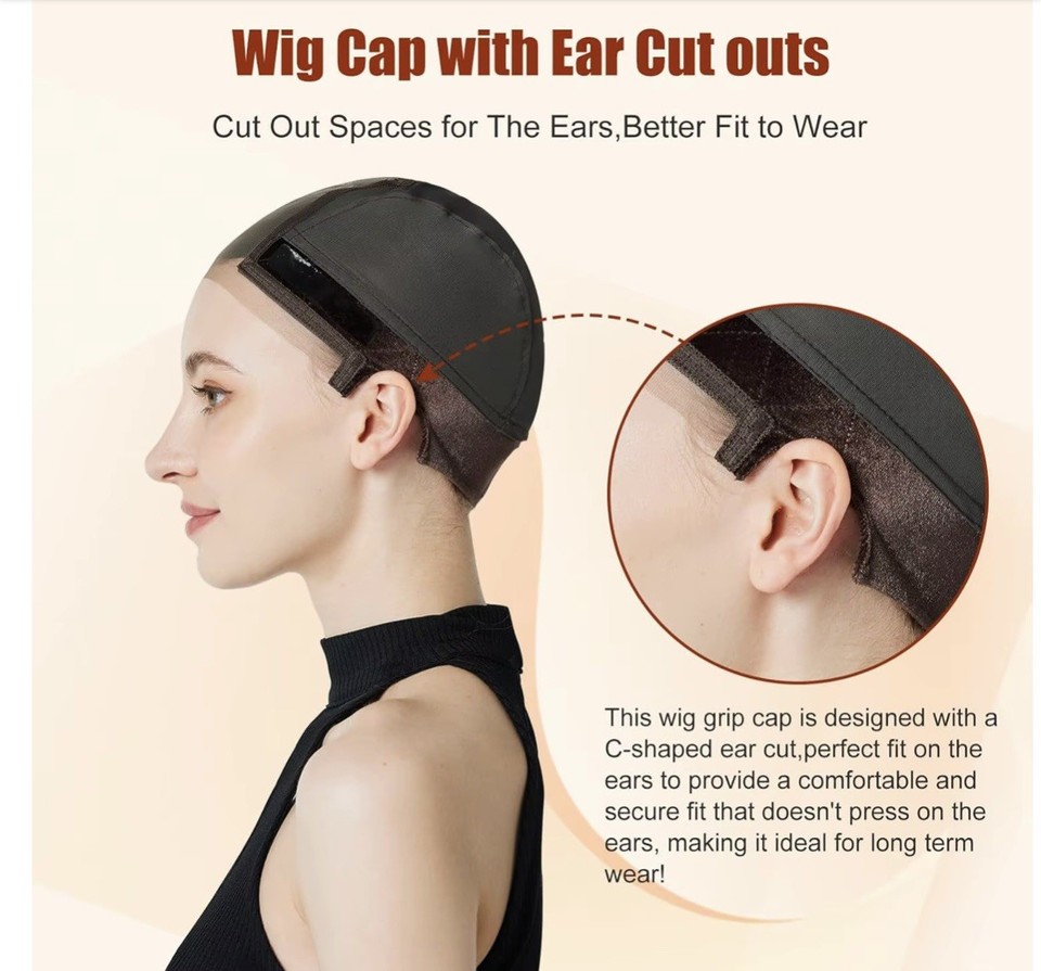 Reusable Wig Grip Cap with Silicone Strips for Extra Security, Brown ...