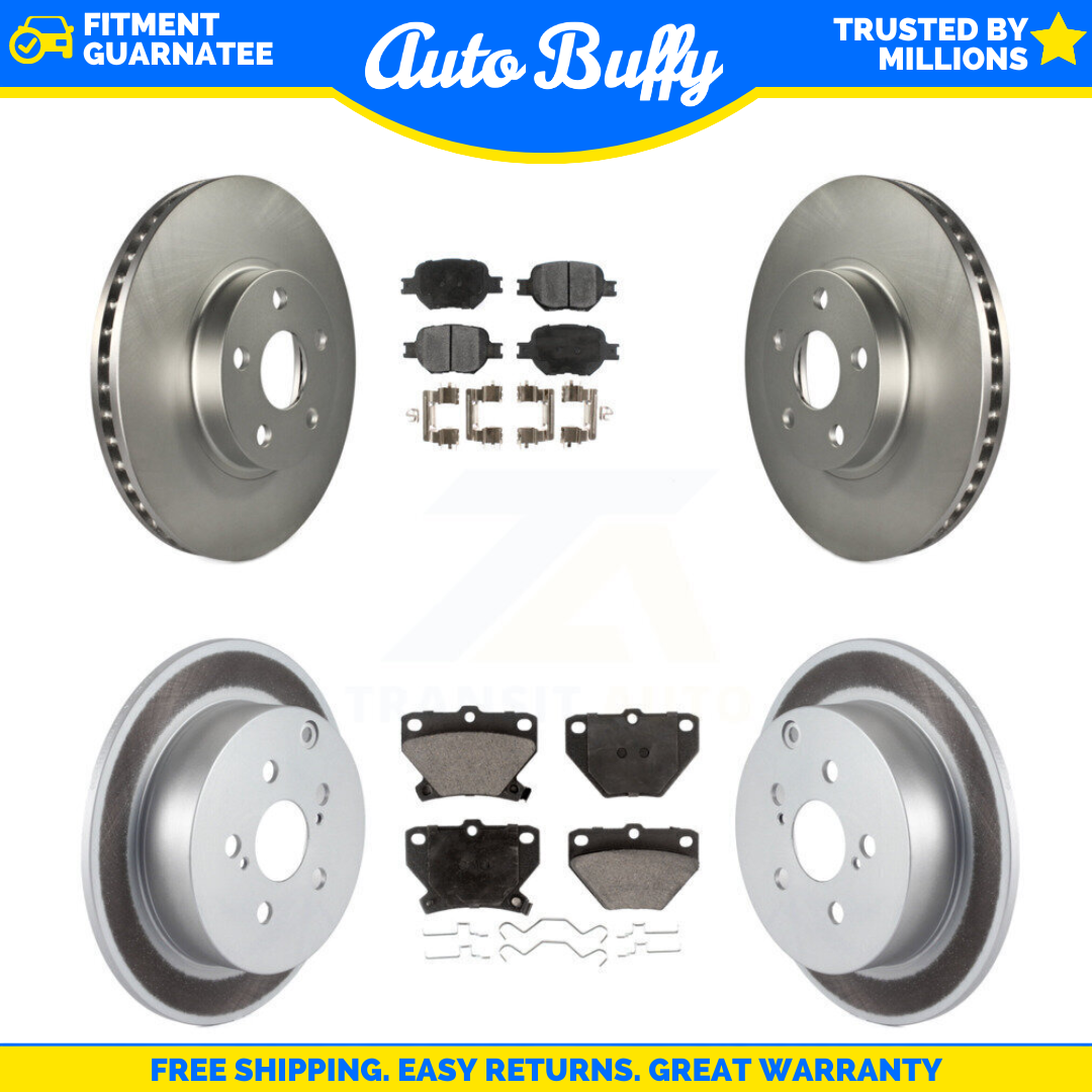 Front Rear Coated Disc Brake Rotors And Ceramic Pads Kit For Toyota ...