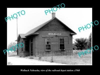 OLD LARGE HISTORIC PHOTO OF WOLBACH NEBRASKA THE RAILROAD DEPOT STATION ...
