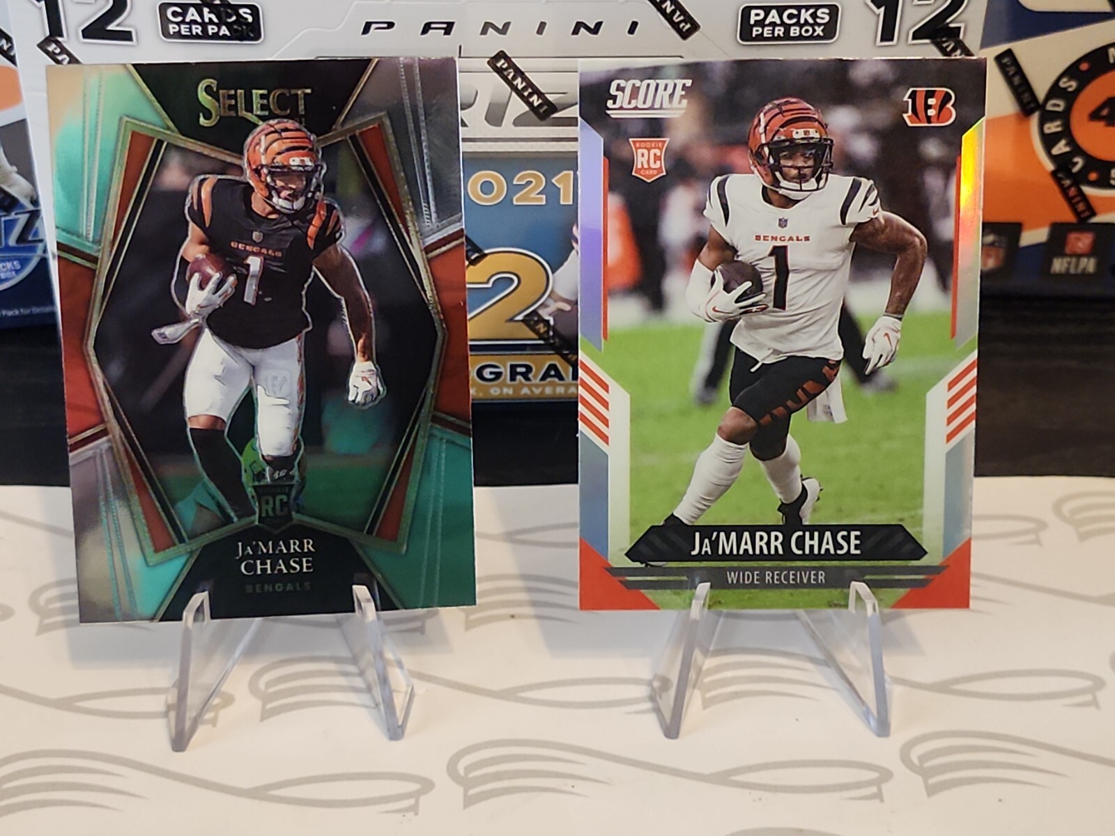 Jamarr Chase 2021 Score Silver Prizm Rookie and 2021 Select Premier ...