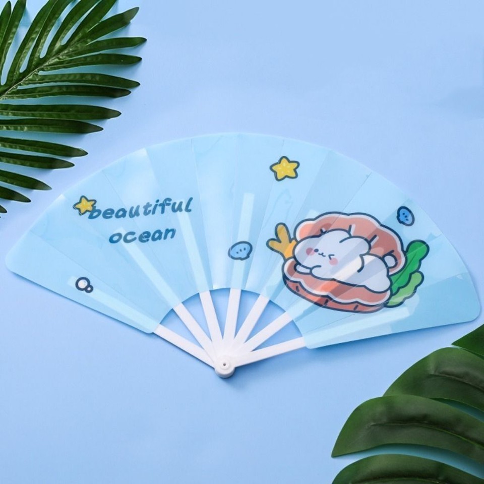 Cartoon Folding 7-fold Fan PP Cartoon Folding Fan Cute Hand Held Fan | eBay