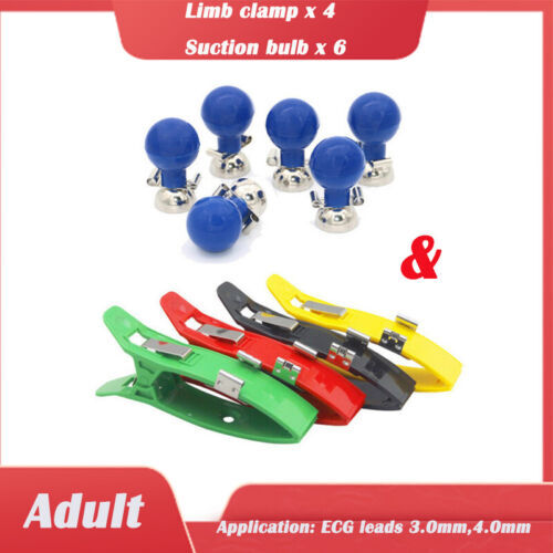 Universal ECG EKG electrodes Adult Chest Limb Clamp*4 & Chest Suction ...
