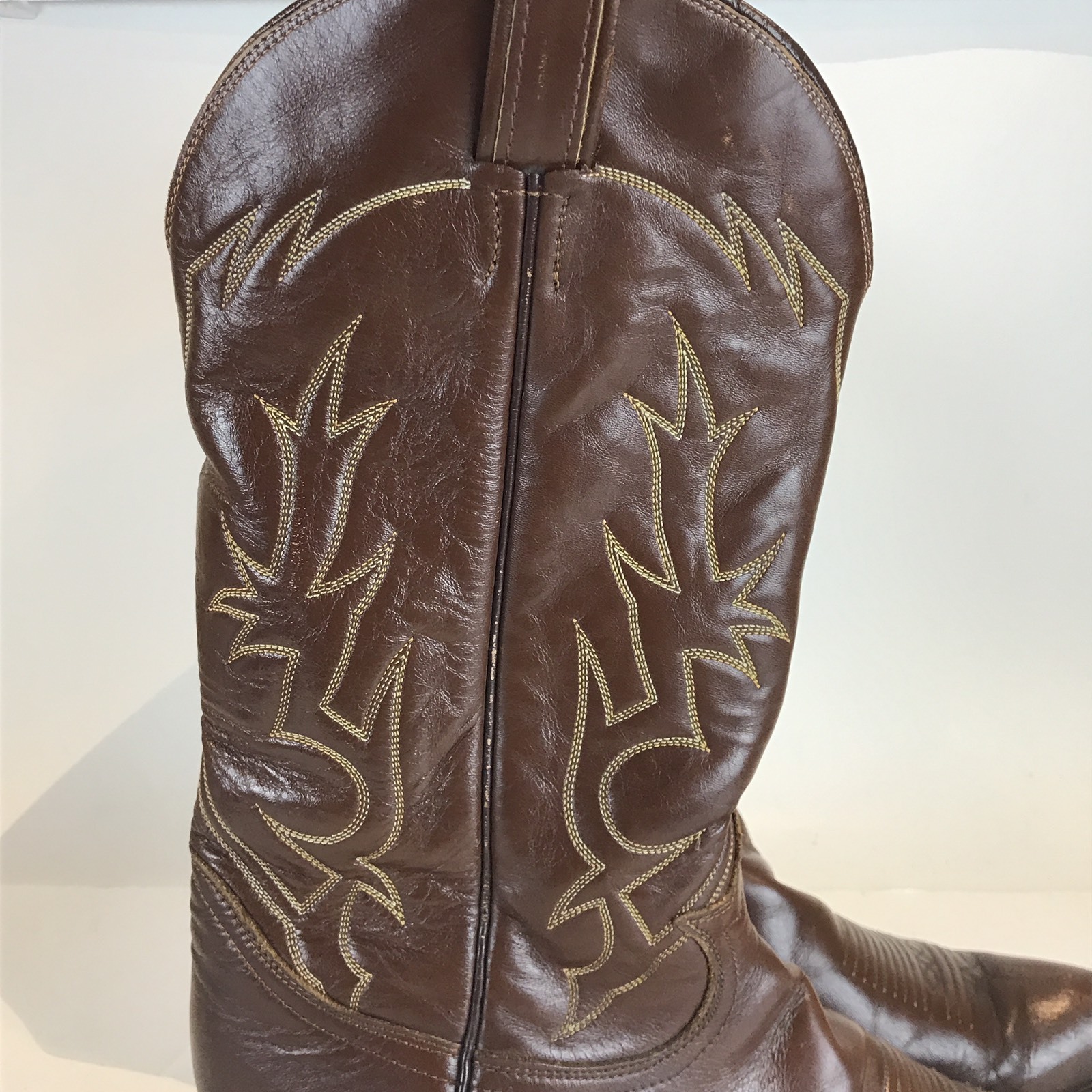 Vintage Tony Lama Black Label 6284 Brown Leather Boots 10 Biker Cowboy ...