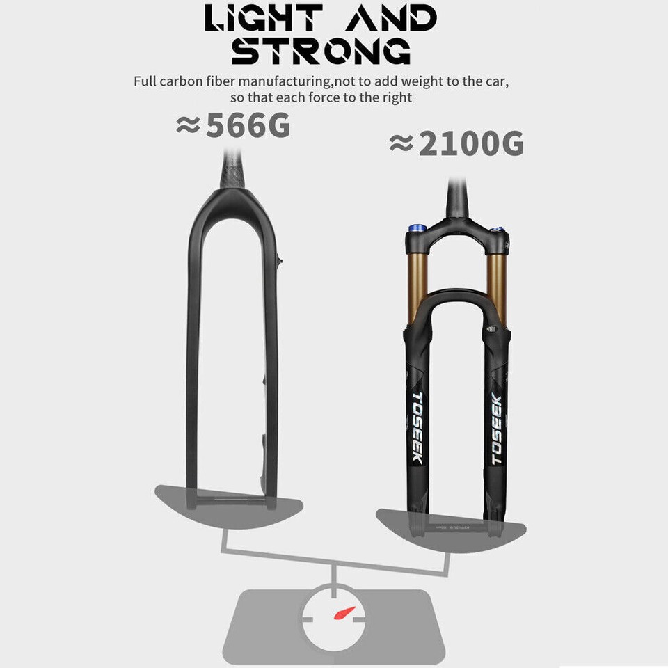 TOSEEK 29" Rigid Bike Bucket Axle BOOST Fork MTB Carbon Fork Disc Brake ...