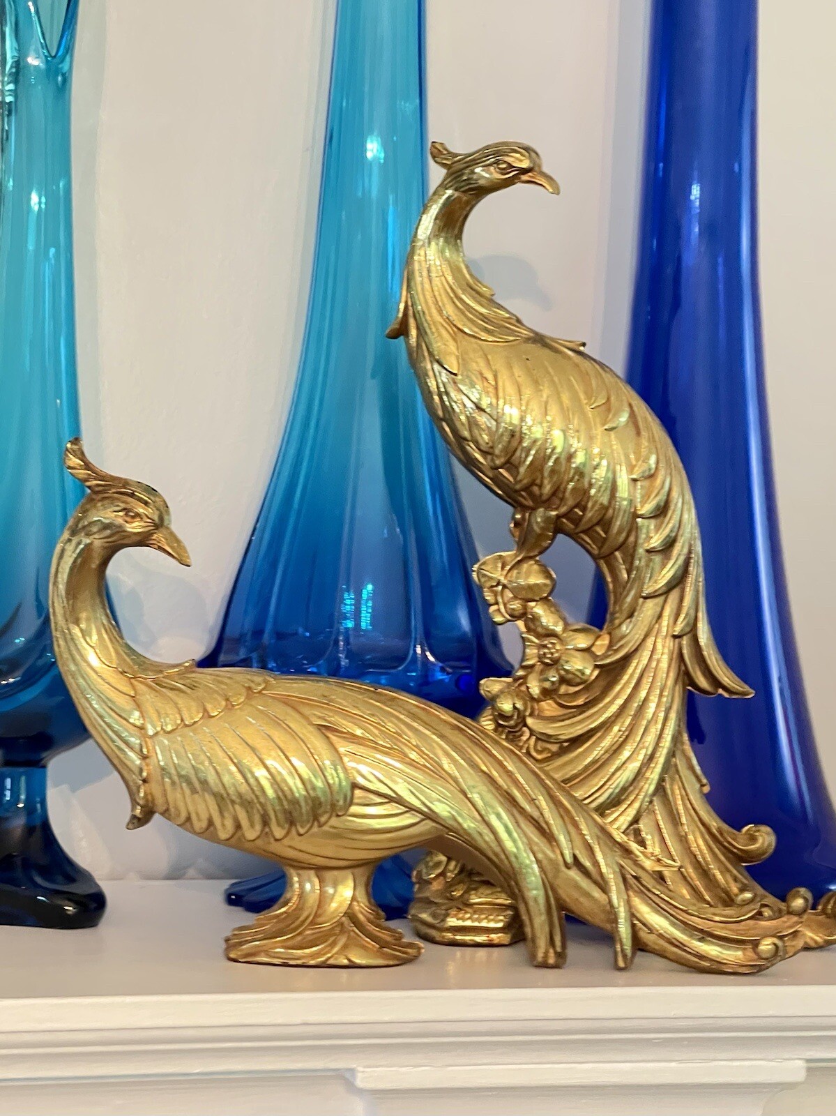 VINTAGE MID CENTURY MODERN PAIR SYROCO BIRDS PEACOCKS SCULPTURES ...