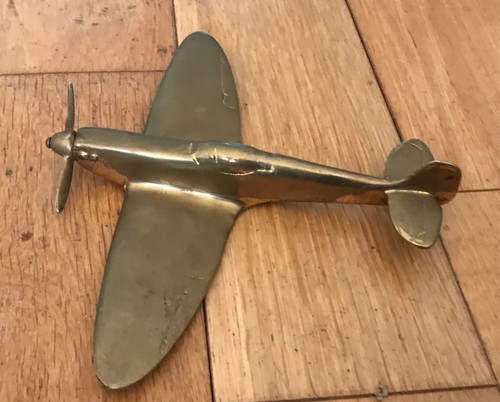 ORIGINAL Vintage WWII Trench Art BRASS SPITFIRE AEROPLANE MODEL - RAF ...