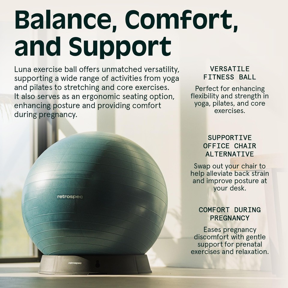 Retrospec Luna Exercise Ball - 55/65/75cm Yoga Stability Ball for ...