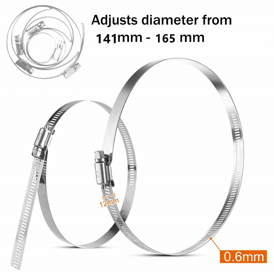 4in 6in 8in 10in 12in Hose Clamp Stainless Steel Duct Clamp Worm Gear ...