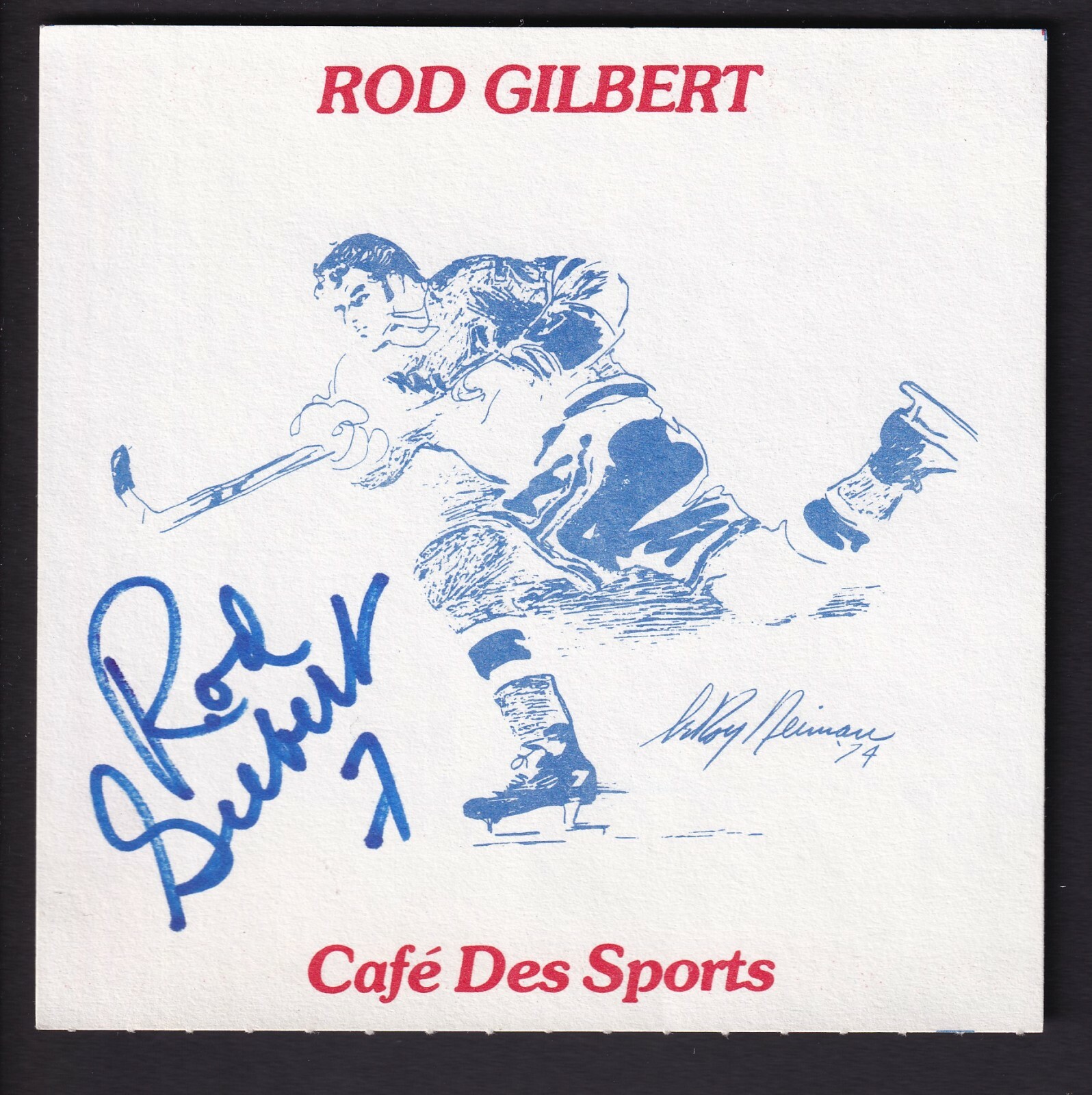 Rod Gilbert Autographed 4x4 Leroy Neiman Cafe Des Sports Card Beckett ...