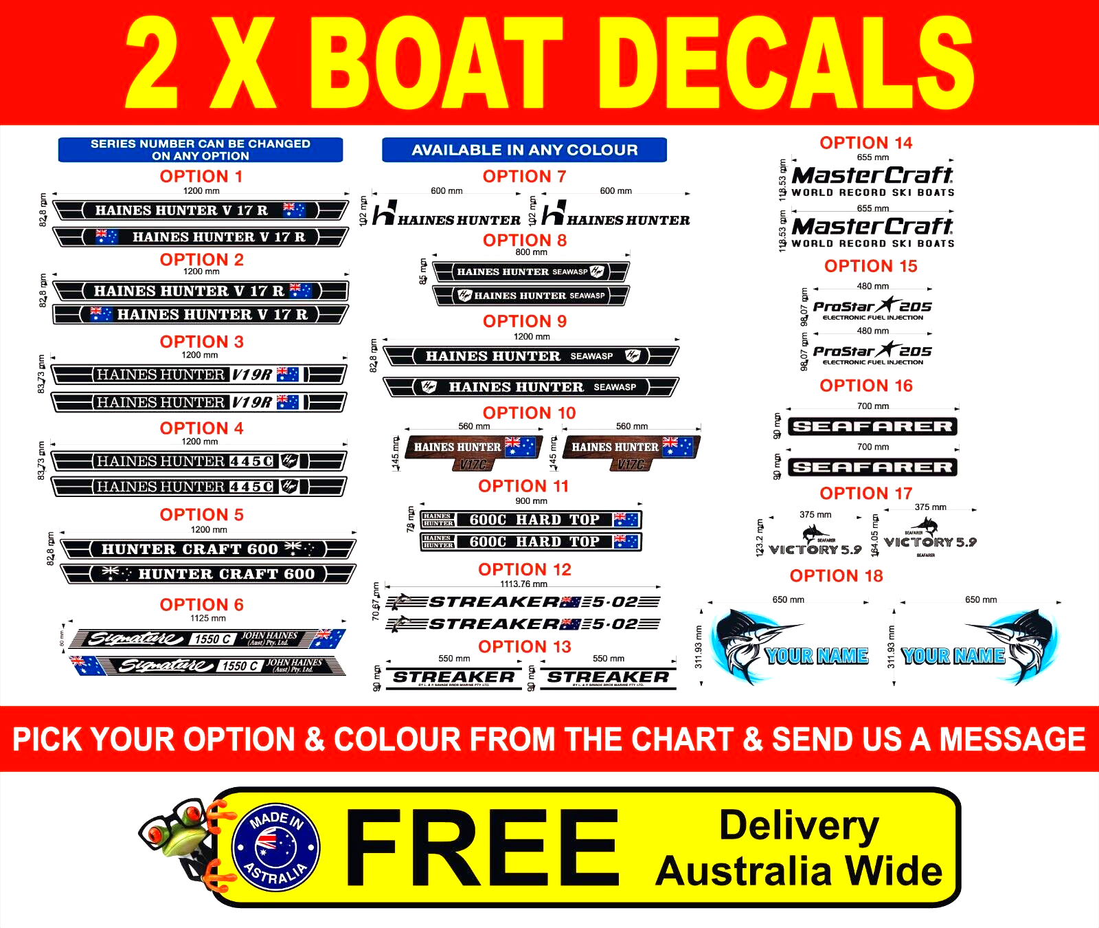 Boat stickers,Boat Decals,Haines Hunter Boat Decal Pick your option and ...