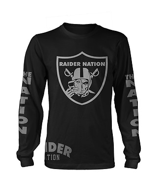 Raiders Raider Nation Silver & Black Long Sleeve T-Shirt (New) Oakland ...