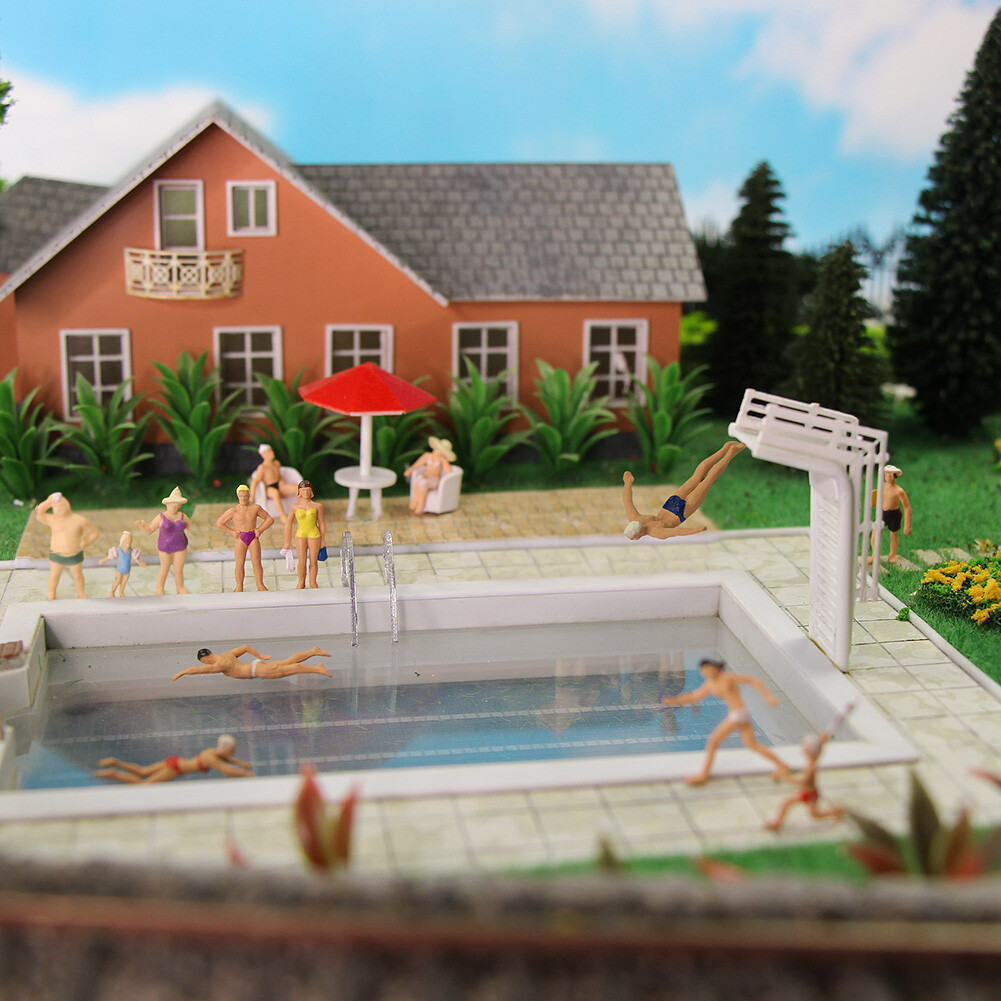 Evemodel 40pcs 1:87 HO Scale Seaside Visitors Swimmers Swimming People ...