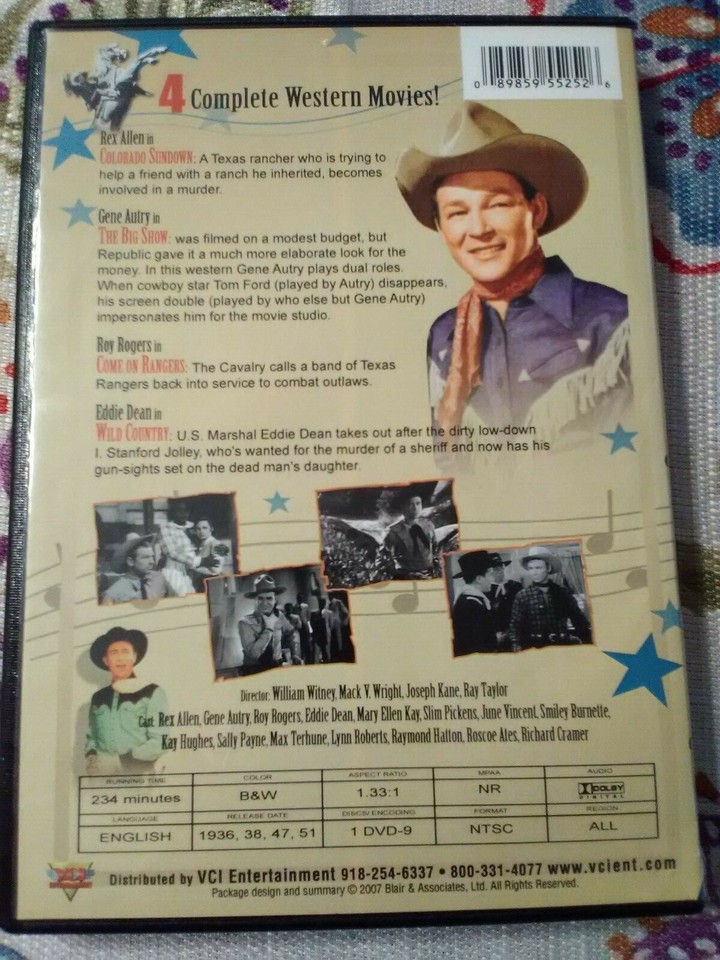 Classic Westerns Singing Cowboys Four Feature DVD Gene Autry Roy Rogers ...
