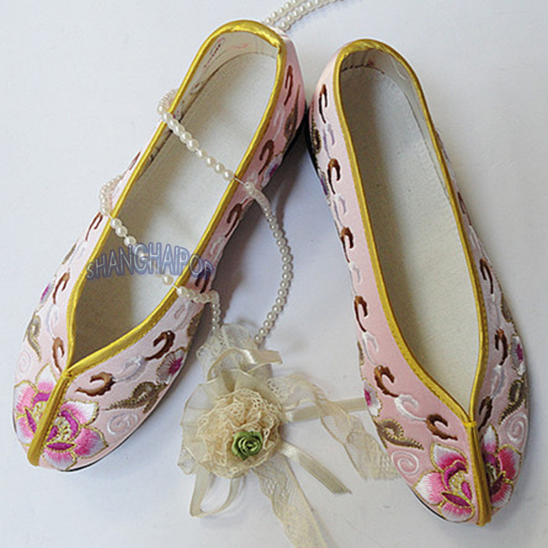 Women Floral Ballerina Slipper Ballet Chinese Slip On Shoe Flat ...