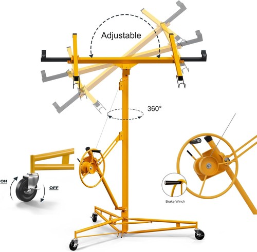 11FT 150LBS Heavy Duty Drywall Lift Sheetrock Hoist Panel Holder with ...