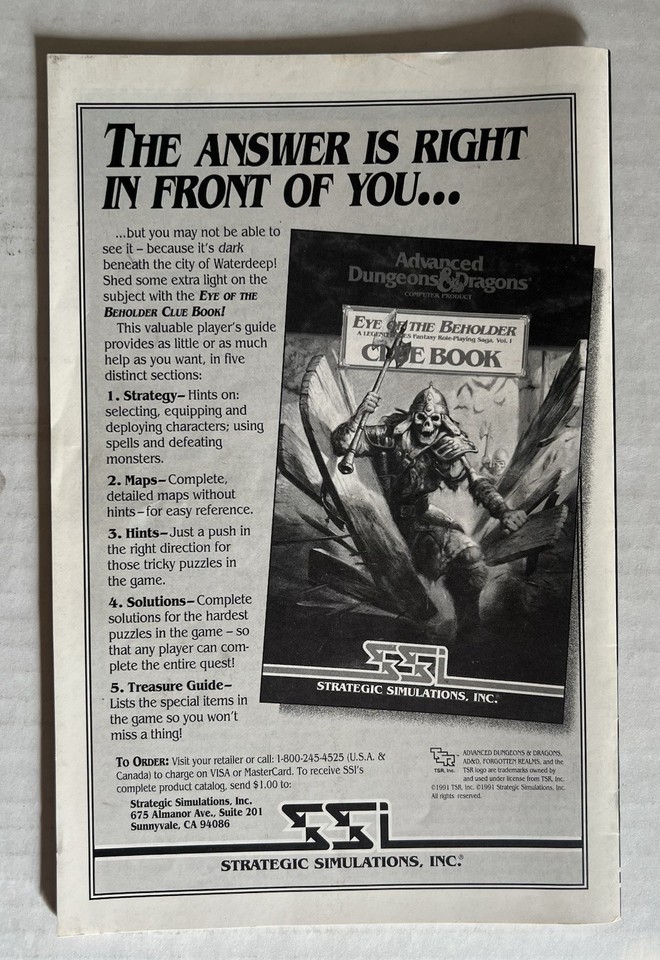 Advanced Dungeons & Dragons – Eye of the Beholder (IBM PC, 1990) - CIB ...
