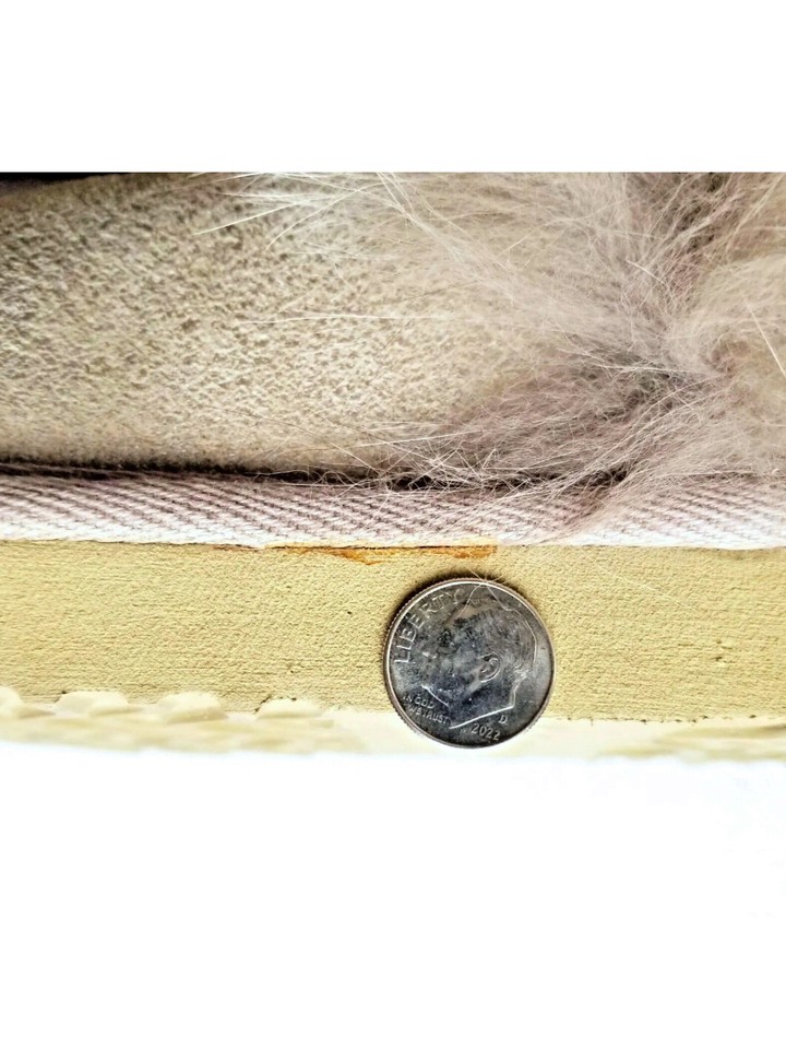 MOU Tall Winter Boots Stone Metallic Sheepskin Fur Trim Lace Up Sz 36 ...