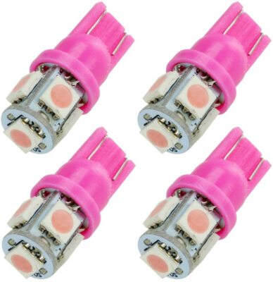 4 pcs 2pr LED BULB T10 / 194 168 2825 Purple Wedge 5-SMD 5050 Xenon LED ...