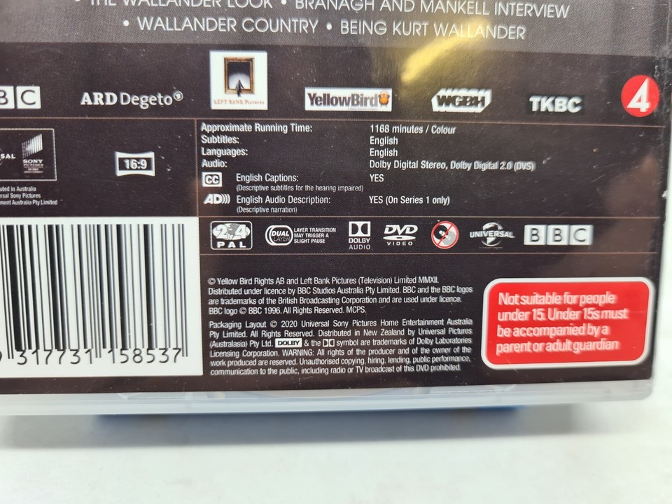 Wallander Complete Collection DVD Region 2+4 Kenneth Branagh 8 Disc Set ...