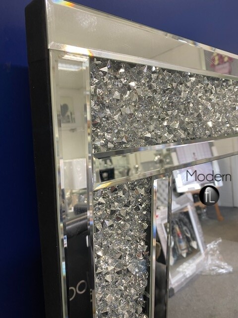 Extra Large 160x80 crushed diamond wall mirror, large leaning sparkle ...