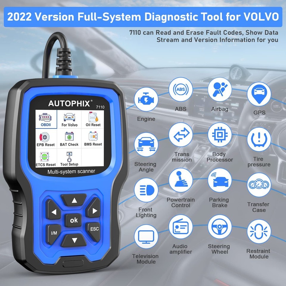 Autophix 7110 For Volvo Full System Diagnostic Scanner TPMS SRS DPF Oil ...