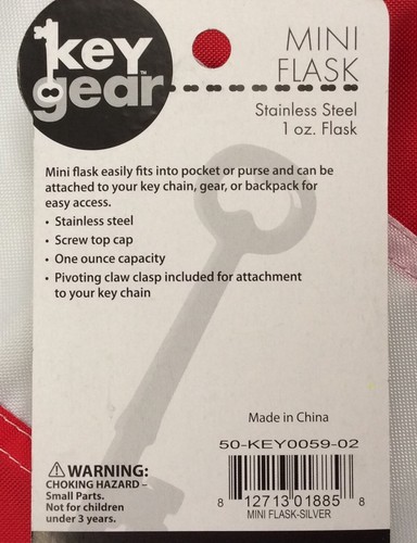 MINI FLASK 1oz novelty keygear keychain gift stainless steel UST ...