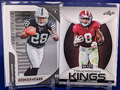 Josh Jacobs 2 Card Rookie Lot 2019 Panini Rookies & Stars SP Red + Leaf ...