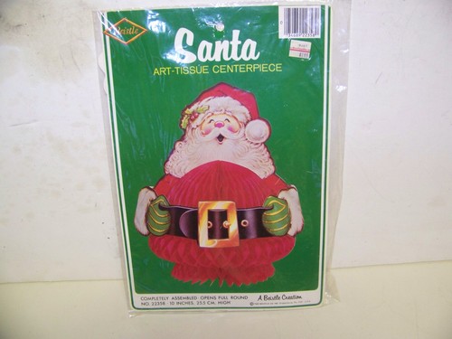 1983 Vintage Beistle Santa Art Tissue Centerpiece 10 inch Opens Full ...