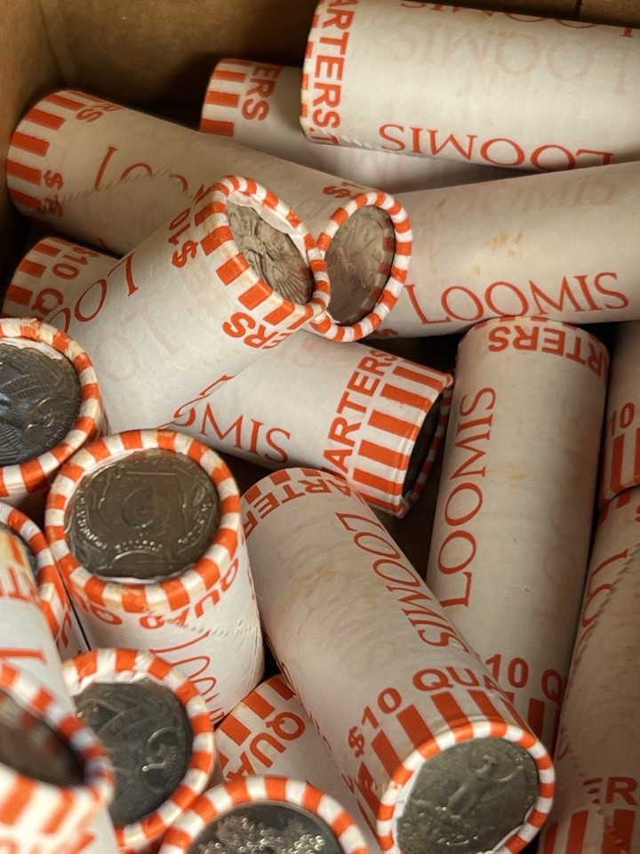 Washington Quarter Roll (Unsearched, Bank Wrapped) Silver Coin Roll ...