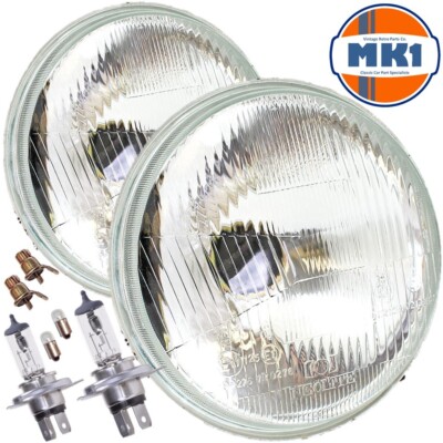 SEALED BEAM HEADLAMPS HEADLIGHTS HALOGEN H4 CONVERSION 7" FLAT LENS ...