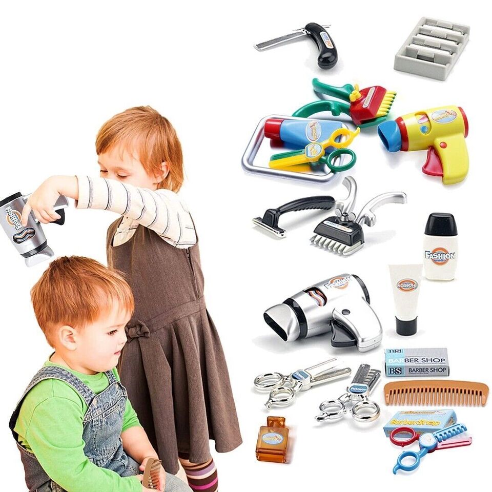 Kids Barber Shop Pretend Play Salon Hairstyle Set Kit Toy Play Hair ...