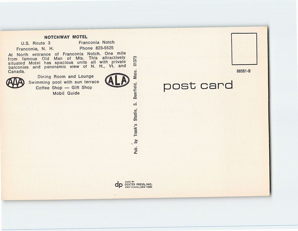 Postcard Pool View Notchway Motel Franconia Notch New Hampshire USA | eBay