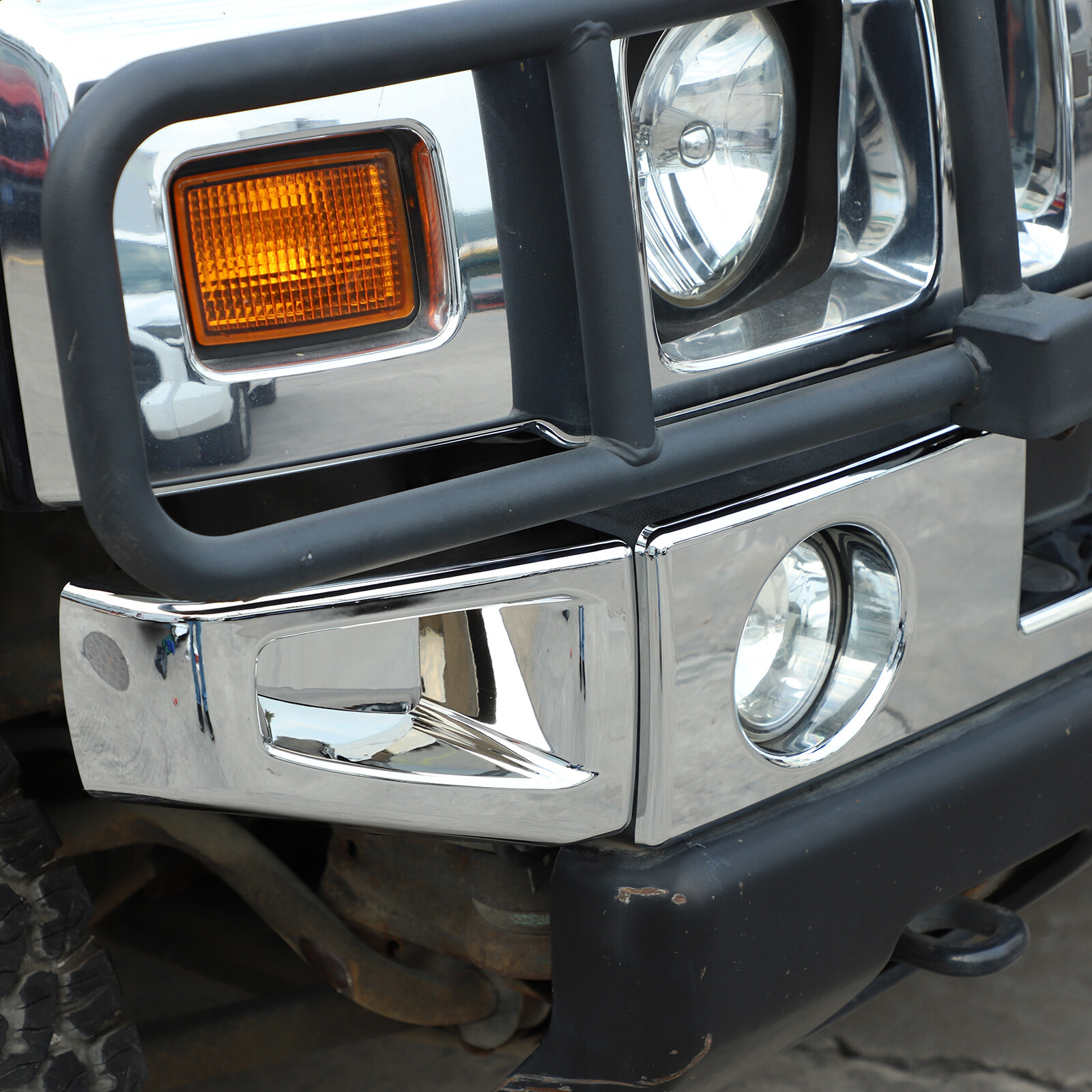 Chrome Gloss Front Bumper Overlay Molding Kit Fit For Hummer H2 SUV SUT ...