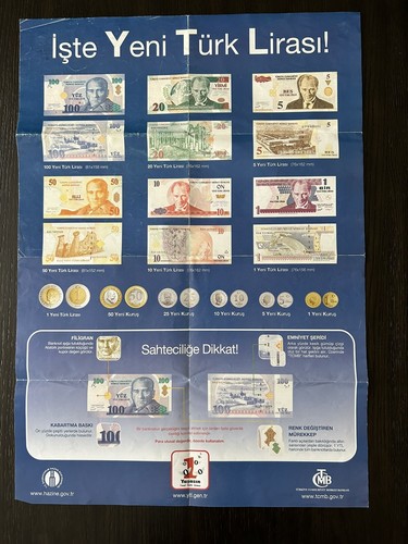 Turkey / Poster Introducing New Currency Units / 2000s | eBay